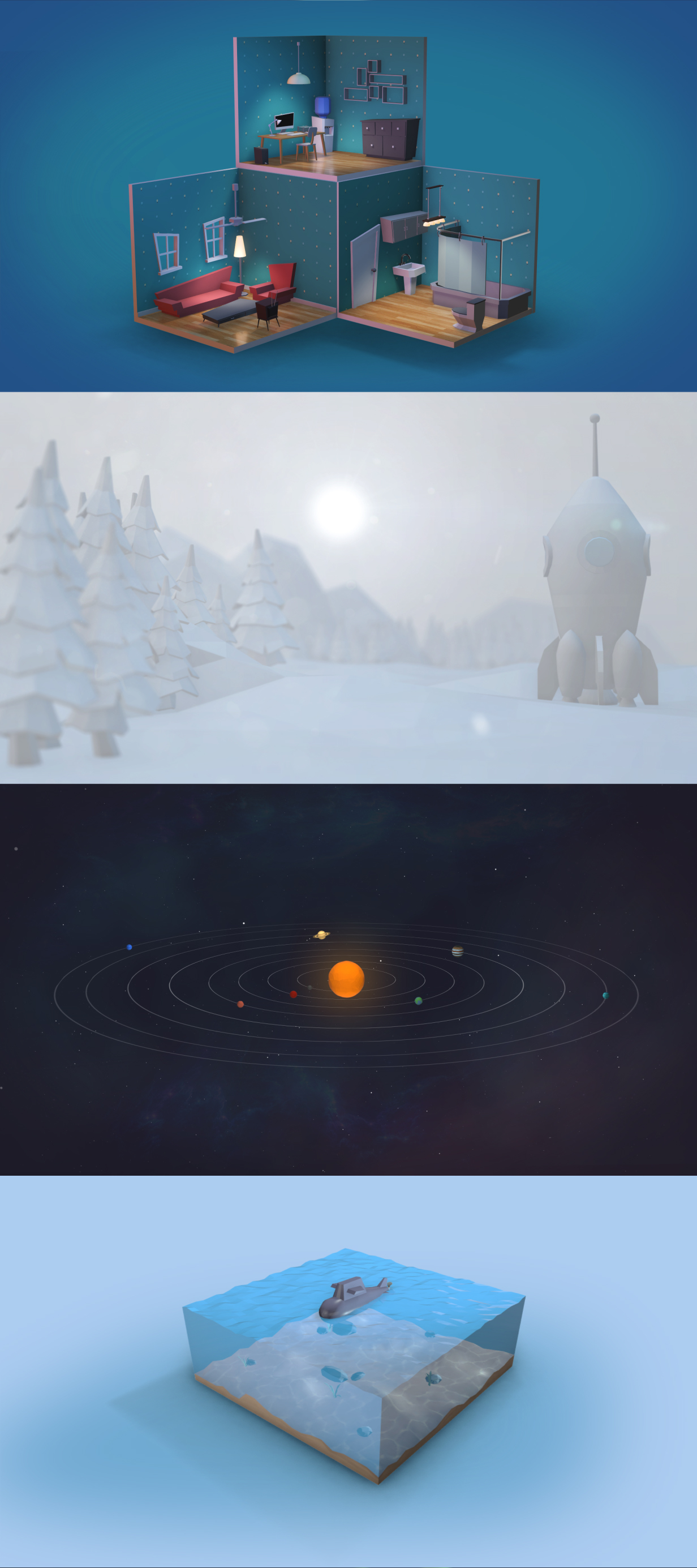 AE模板：3D低多边形运动图形库_3D Motion Graphic Library_Element 3D - 捡屁笑的小站